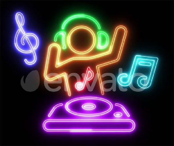 دانلود فوتیج دی جی نئونی Dj Neon Sign