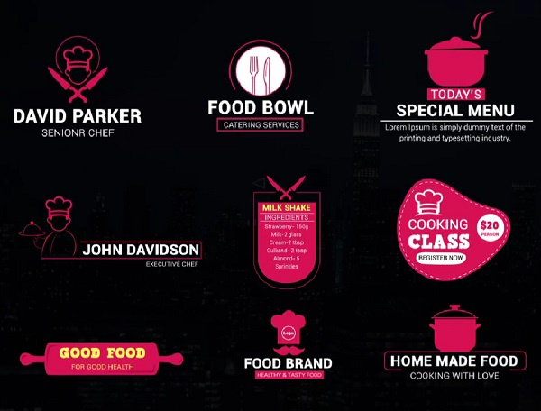 دانلود پروژه پریمیر 12 عناوین آشپزی Chef & Cooking Titles